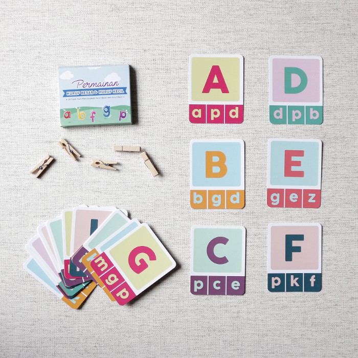 Flashcard Huruf Besar dan Huruf Kecil Wipe and Clean (FREE 5 Jepitan Kayu)