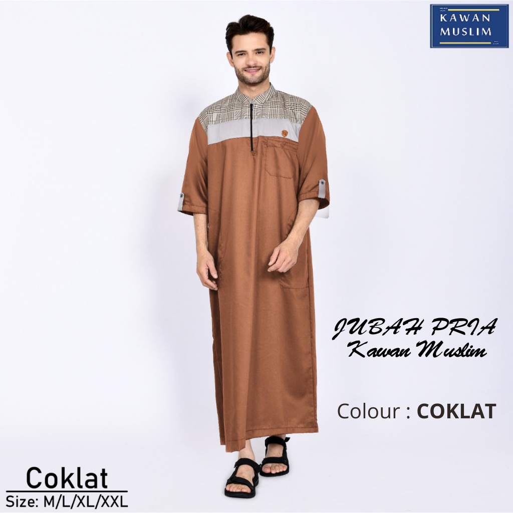 JUBAH GAMIS PRIA KOMBINASI MOTIF KOTAK