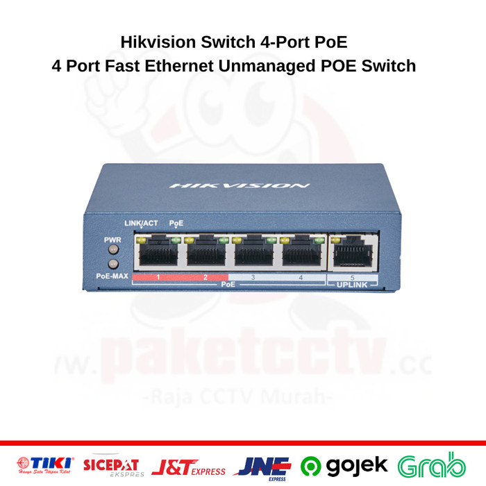 Hikvision DS-3E0105P-E(B) 4 Port Fast Ethernet Unmanaged POE Switch