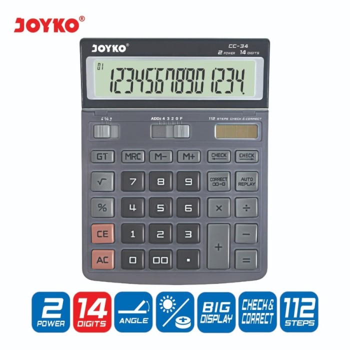 Promo Kalkulator 14 Digits Joyko CC-34 Original