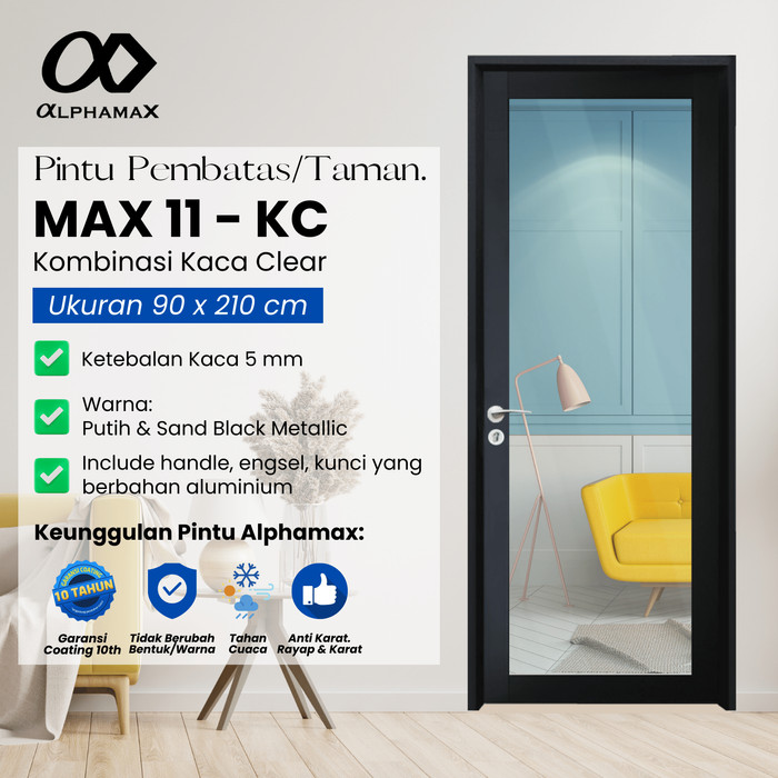 ALPHAMAX Max 11 - KC Pintu Rumah Pintu Kantor Pintu Gudang Pintu Aluminium Kaca Polos Clear 90 x ...