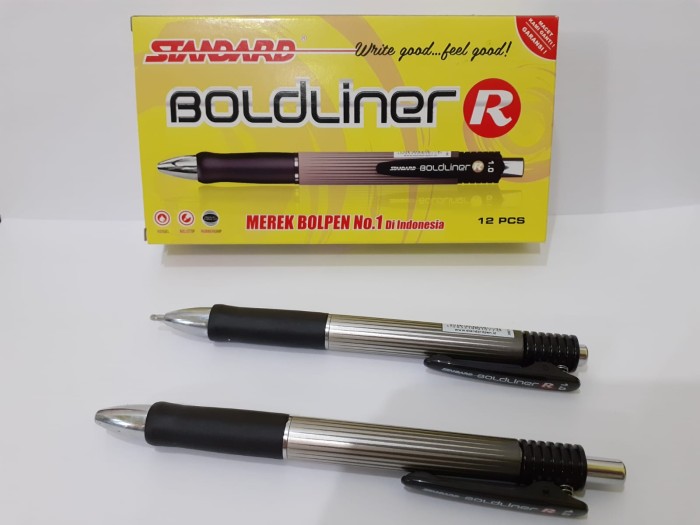 Ballpoint Standard Boldliner R 1,0 Clicker - Hitam (Pack isi 12 Pcs)