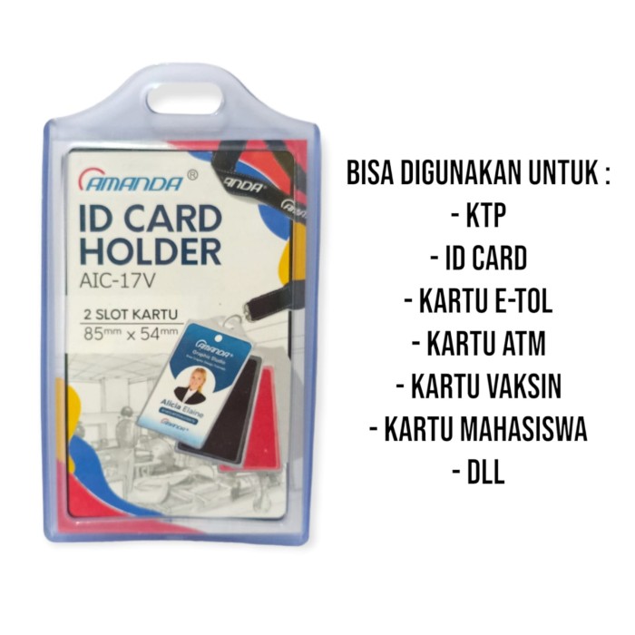 Holder ID Card Lentur 2 Muka AMANDA AIC-17V (Isi 5 Pcs)