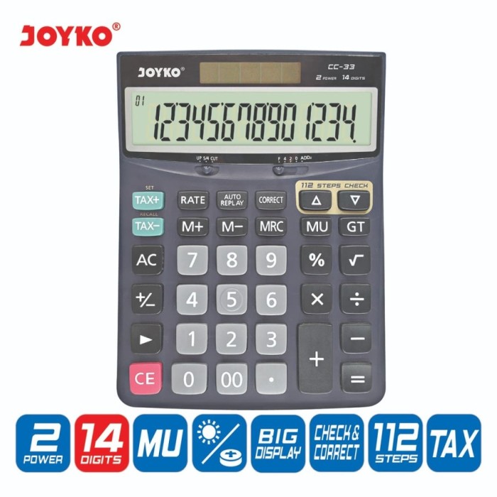 Kalkulator 14 Digit Joyko CC-33 | Kalkulator Check Correct